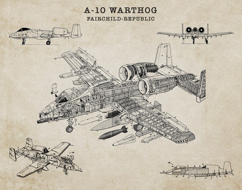 A-10 Warthog Thunderbolt II Patent Wall Art Print 11x14 UNFRAMED ...