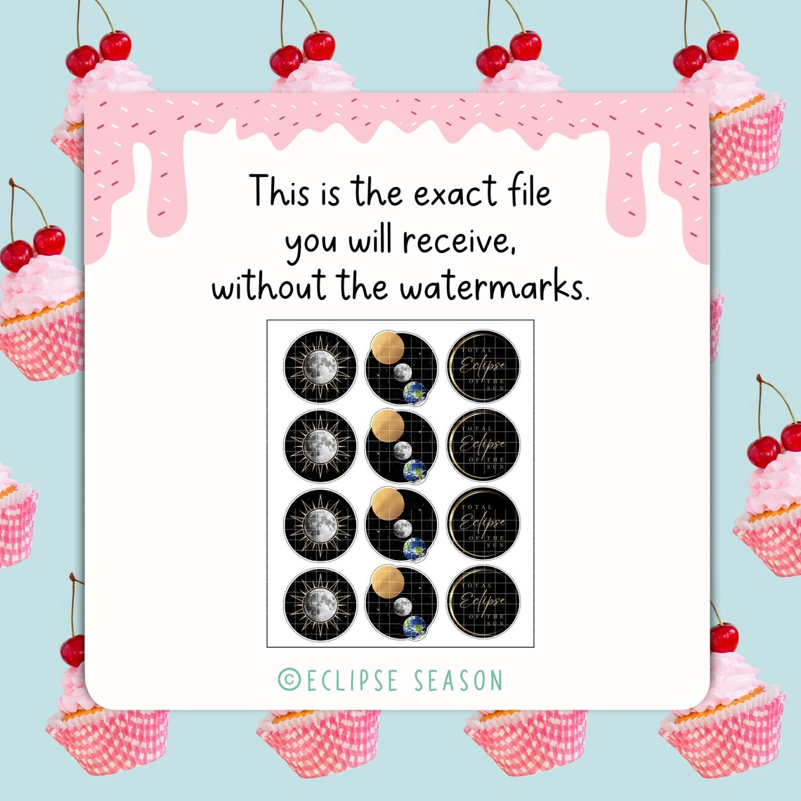 Eclipse 2024 PRINTABLE Party Decorations, Eclipse Cupcake Toppers ...