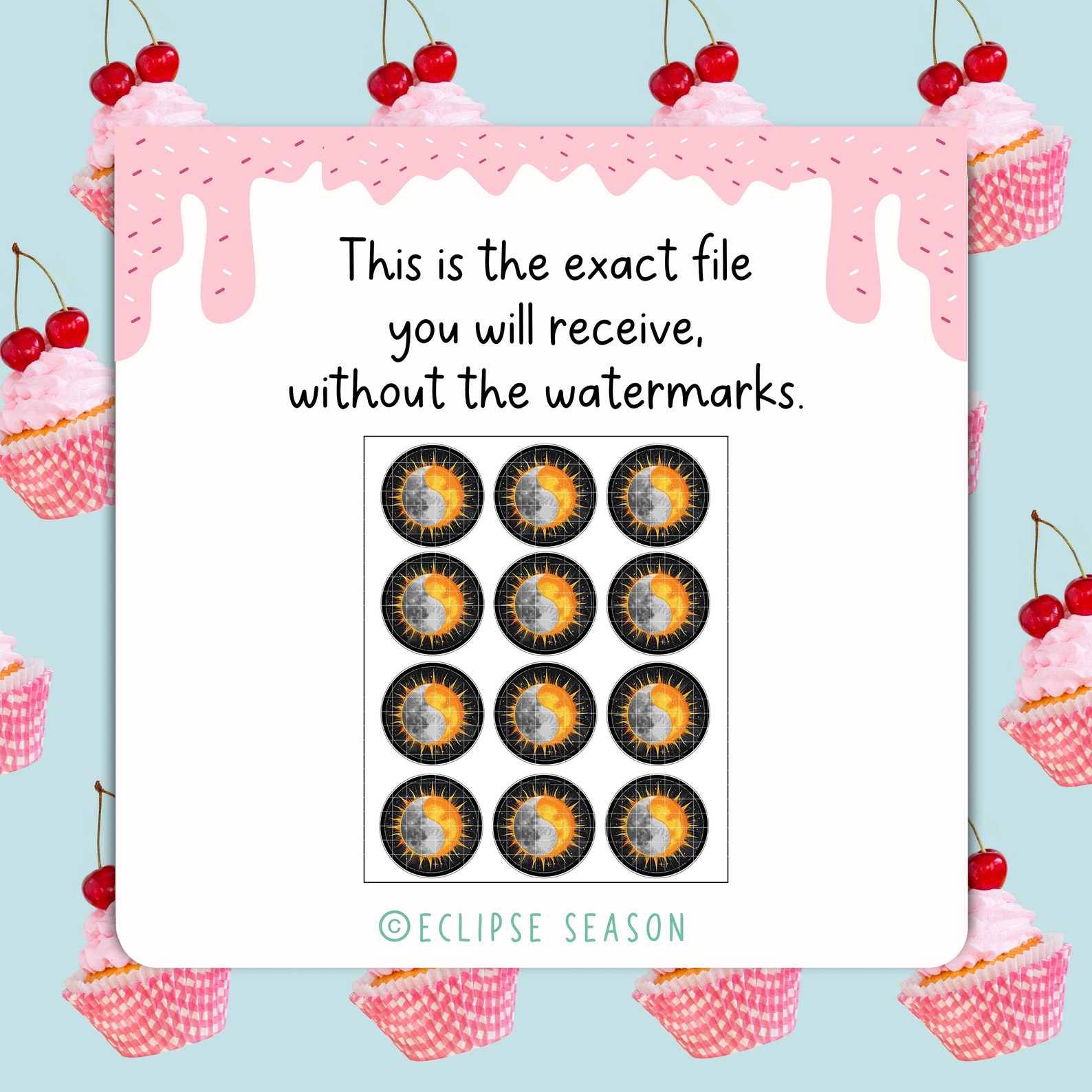 PRINTABLE Eclipse 2024 Cupcake Toppers Total Solar Eclipse Cake Topper ...