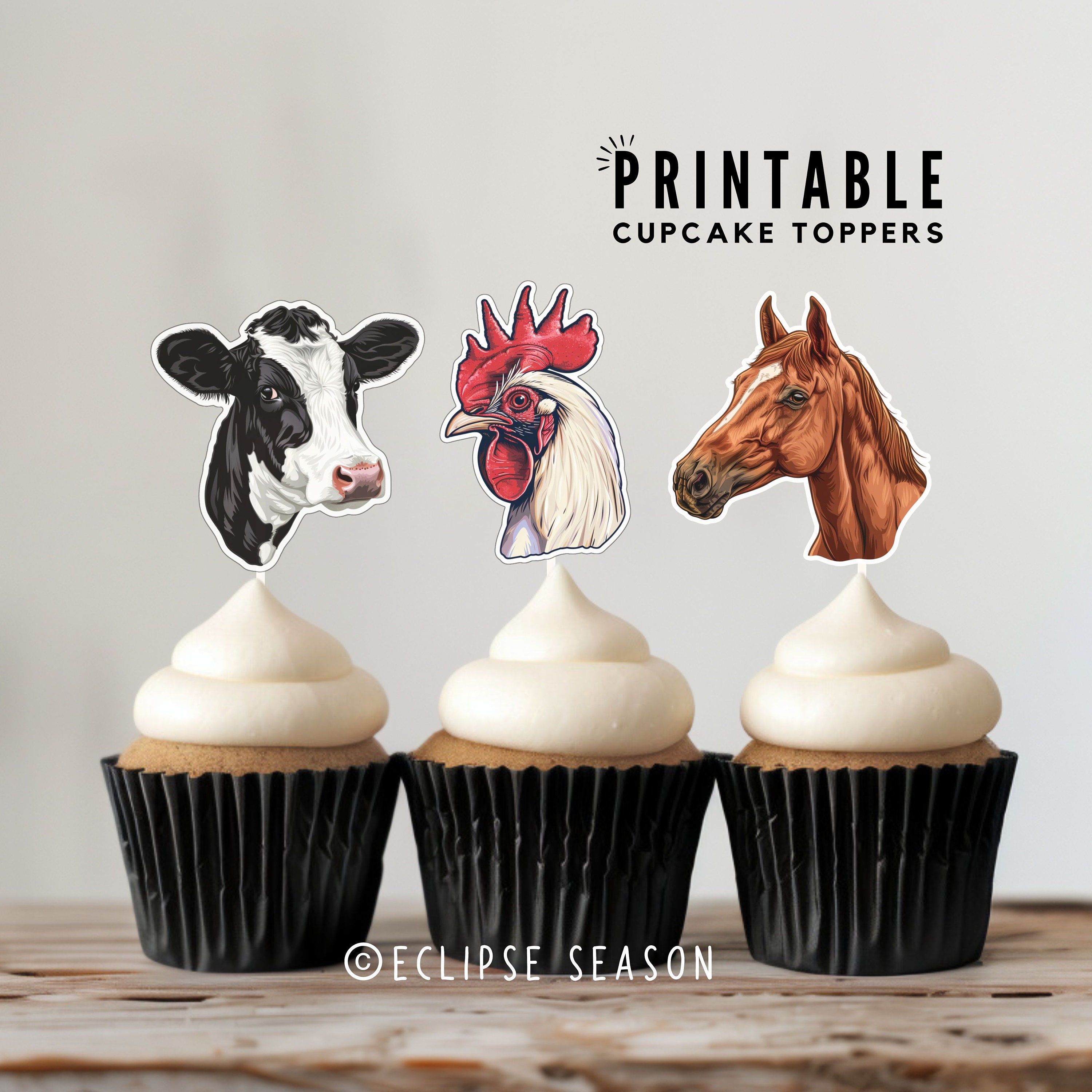 PRINTABLE Farm Animal Cupcake Toppers Party Animals Birthday Cake ...