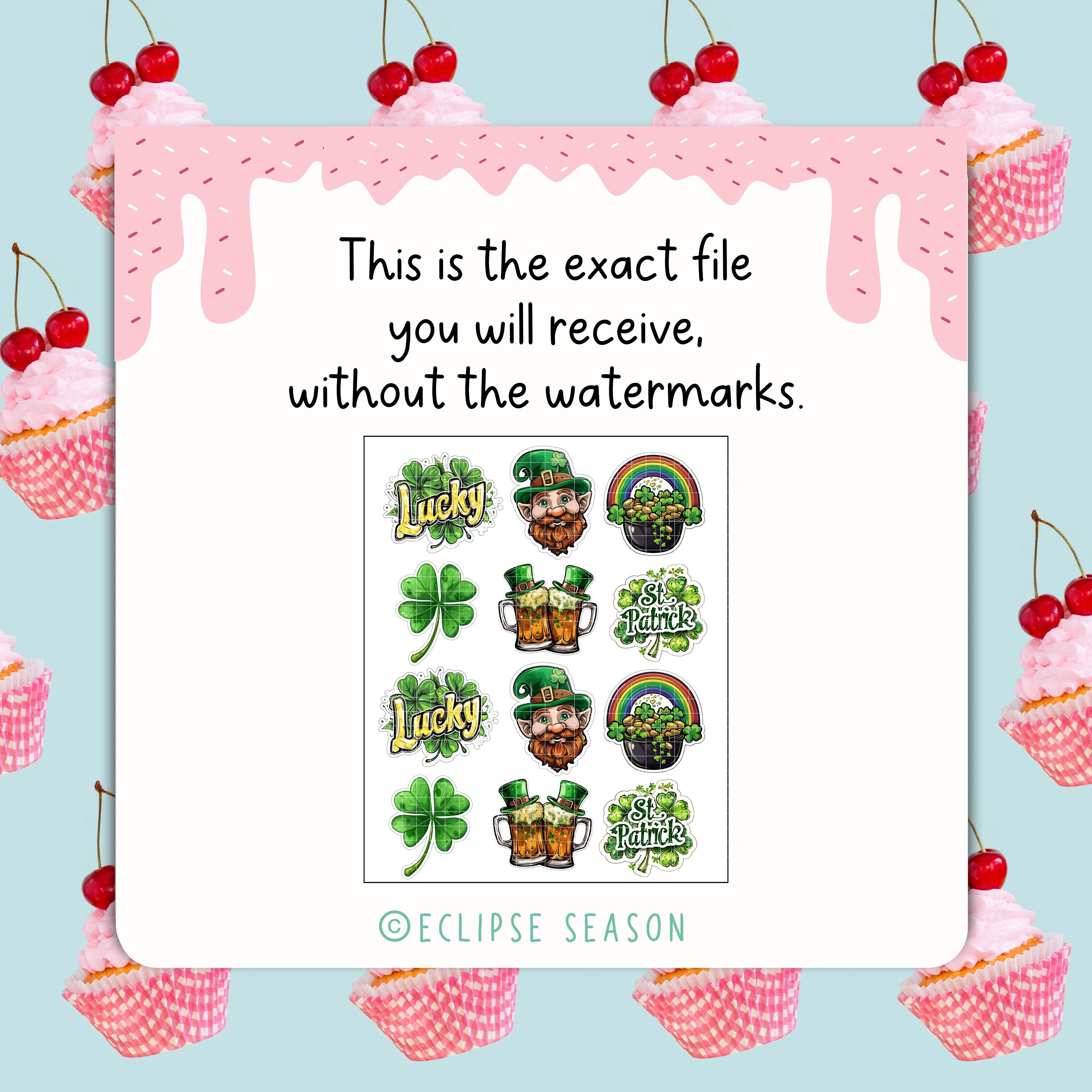 PRINTABLE Irish Cake Topper St Patrick Cupcake Toppers Lucky Clover ...