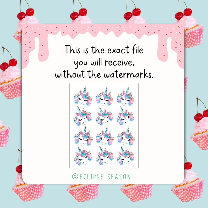 PRINTABLE Unicorn Cake Topper Girls Birthday Cupcake Toppers Enchanted ...