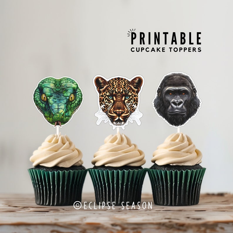 Jungle Printable Cupcake Toppers Boys Birthday Party Decorations ...