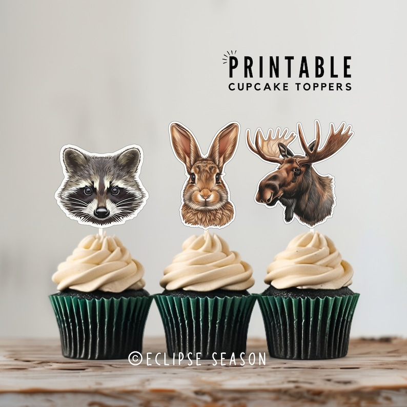 Forest Animals PRINTABLE Cupcake Toppers Baby Shower Woodland Animals ...