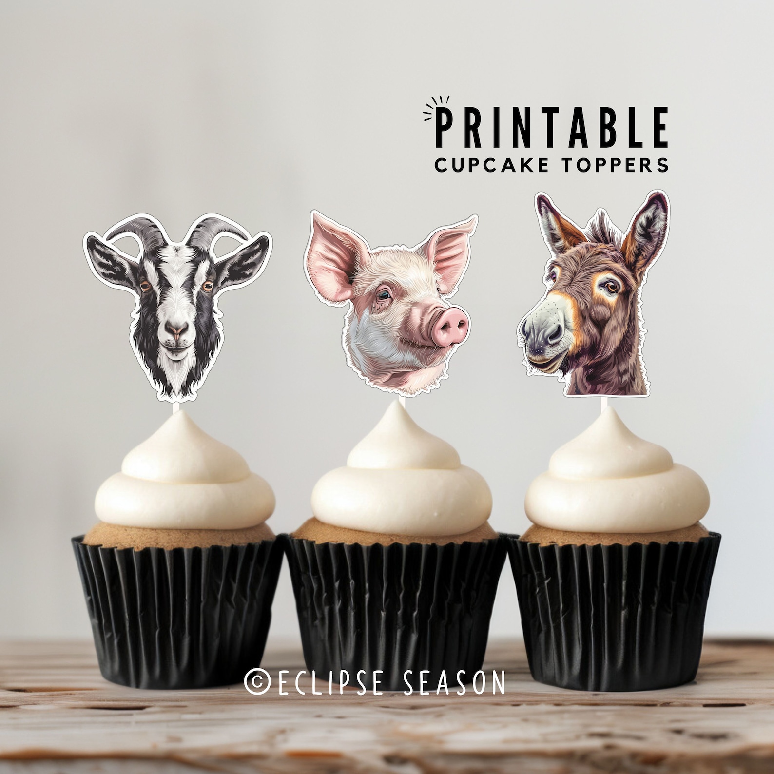 PRINTABLE Farm Animal Cupcake Toppers Party Animals Birthday Cake ...