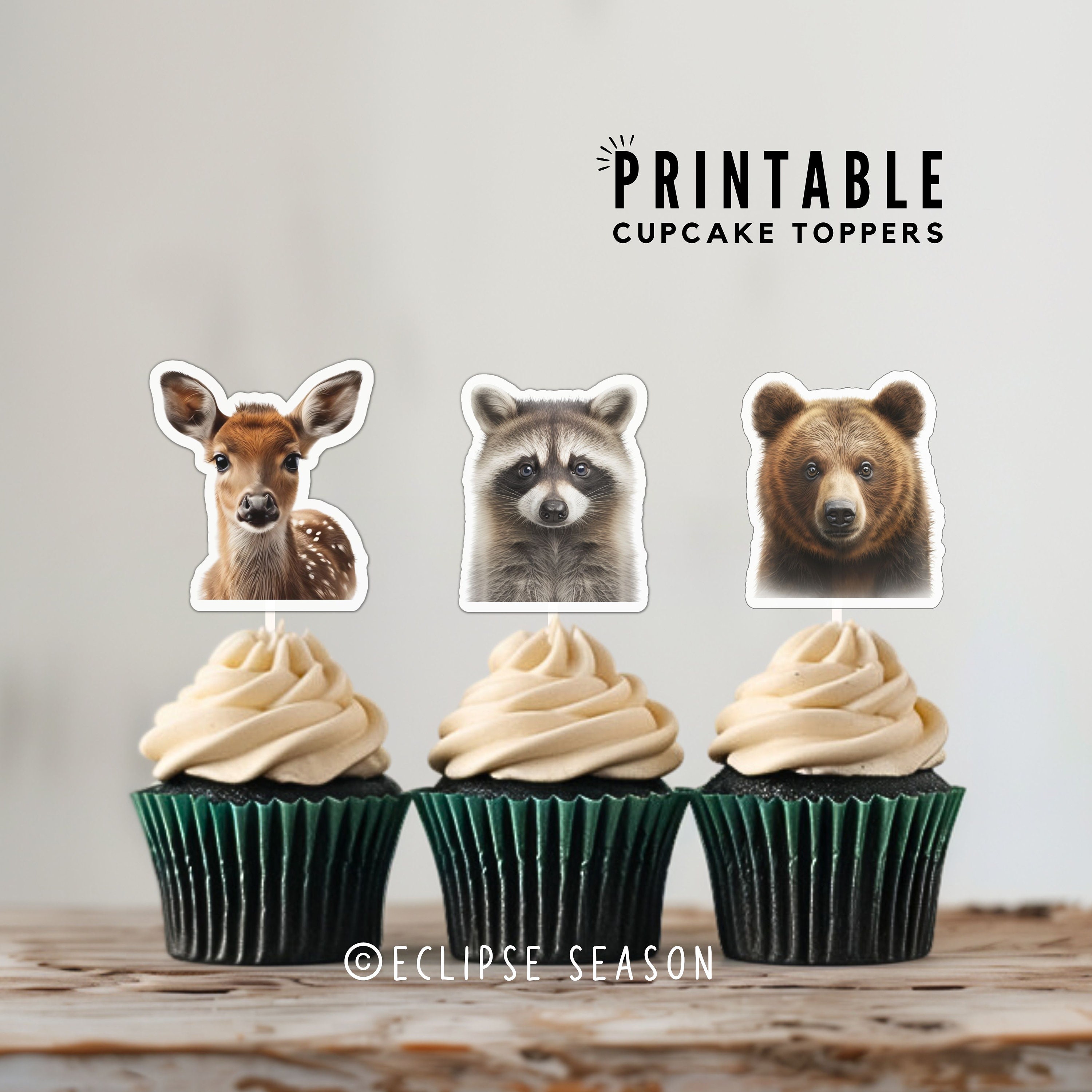 Forest Animal Cake Toppers PRINTABLE Forest Birthday Party Cupcake ...