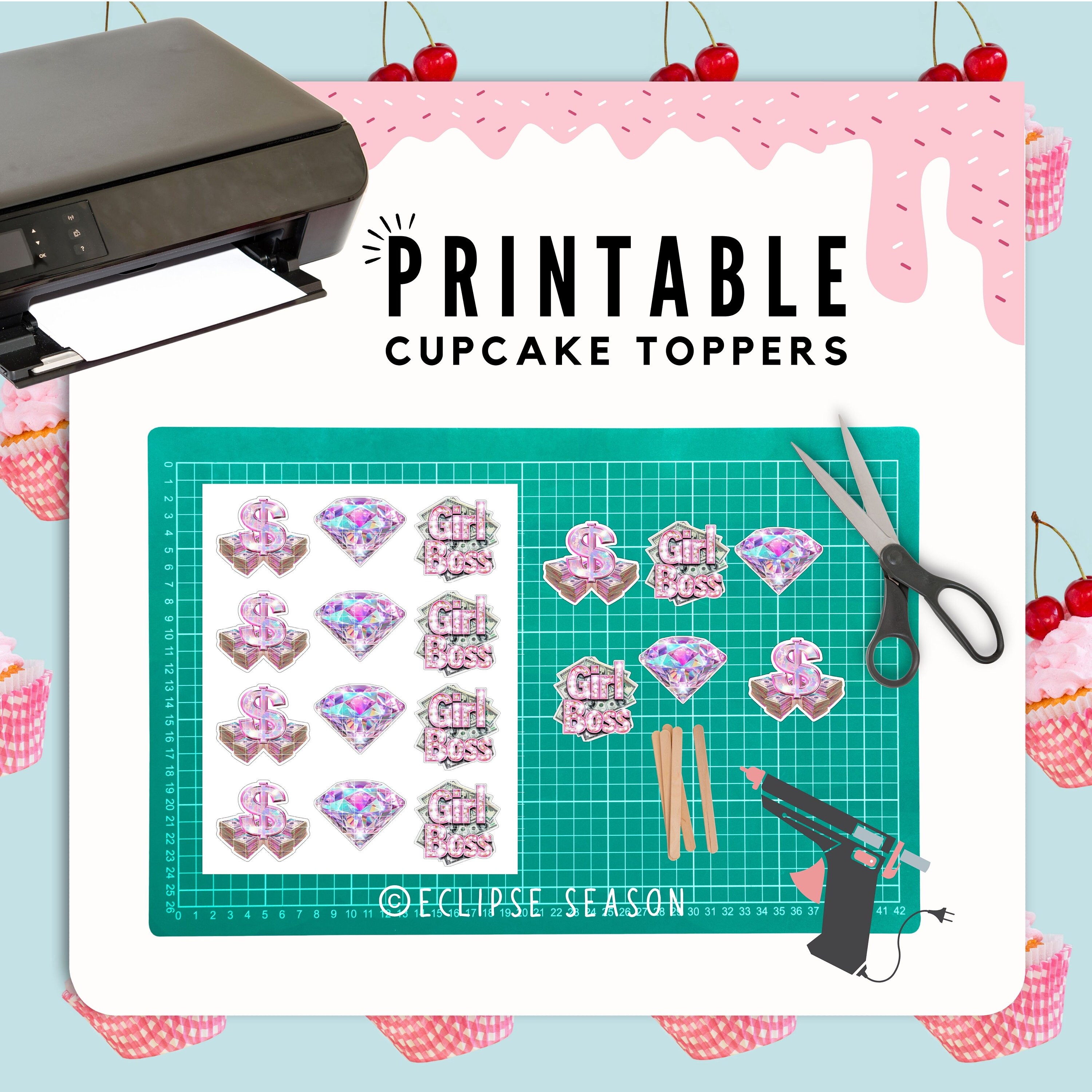 PRINTABLE Vision Board Party Favors Cake Toppers, Girl Boss Birthday ...