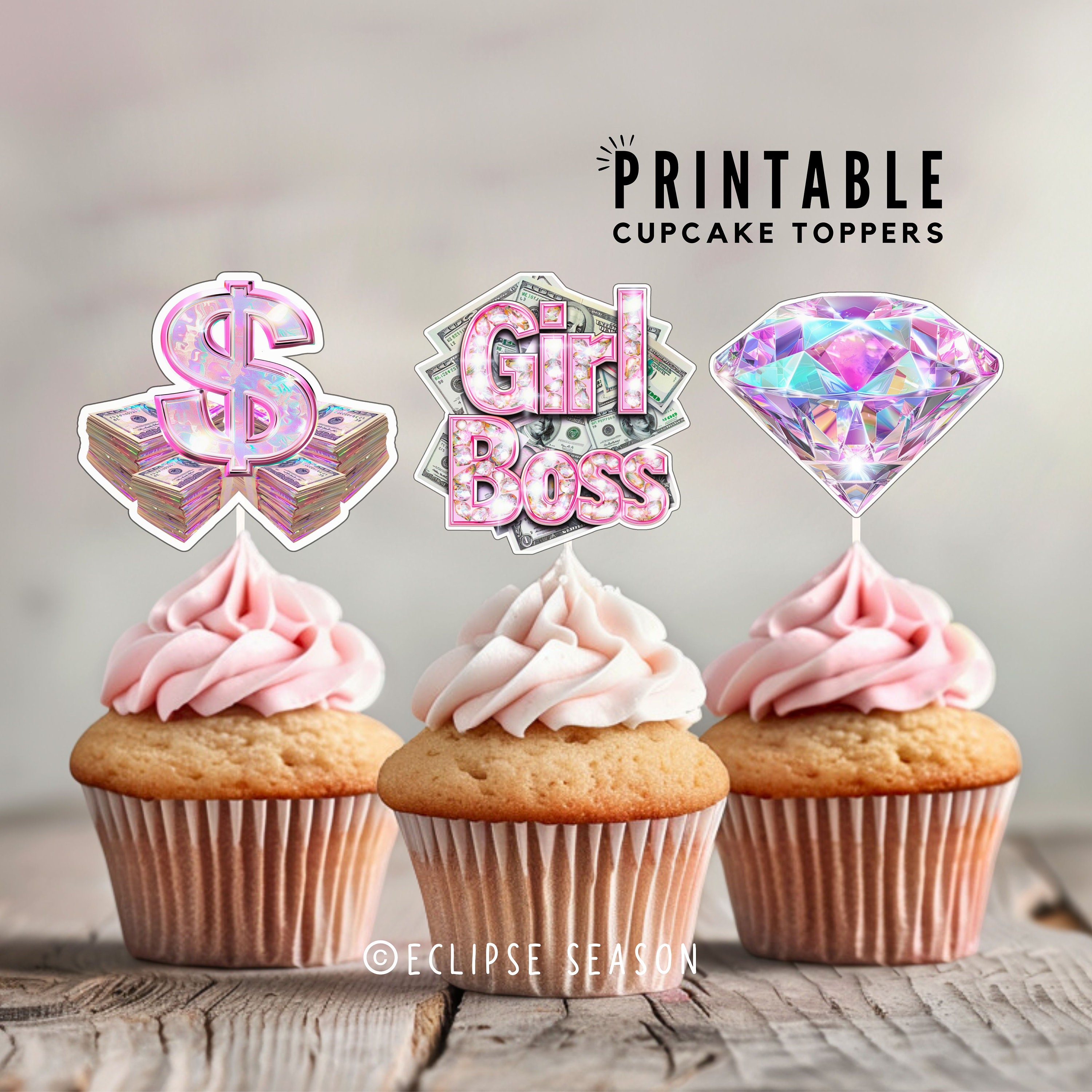 PRINTABLE Vision Board Party Favors Cake Toppers, Girl Boss Birthday ...