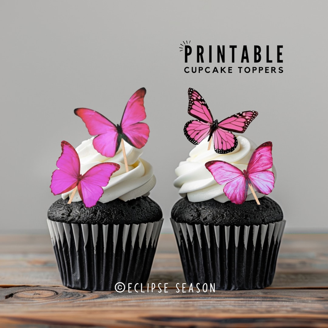 PRINTABLE Pink Butterfly Cake Topper Wedding Cupcake Toppers Pink ...
