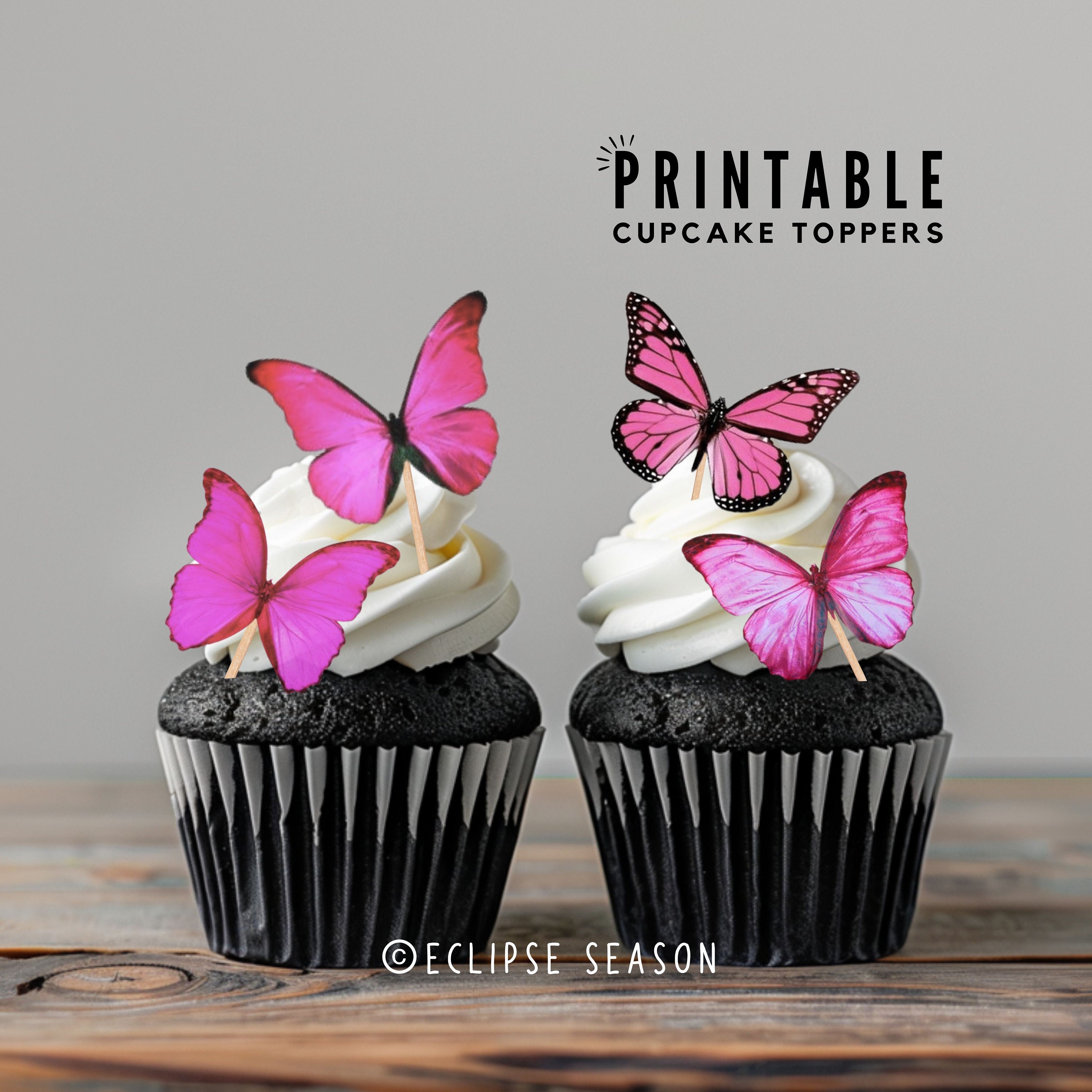 PRINTABLE Pink Butterfly Cake Topper Wedding Cupcake Toppers Pink ...