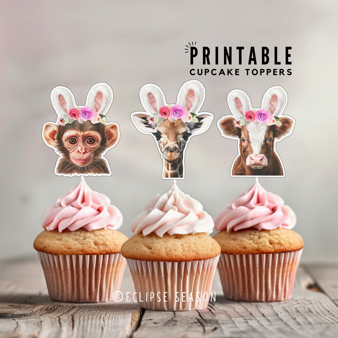 Kids Easter PRINTABLE Cupcake Toppers Craft for School, Easter Bunny ...