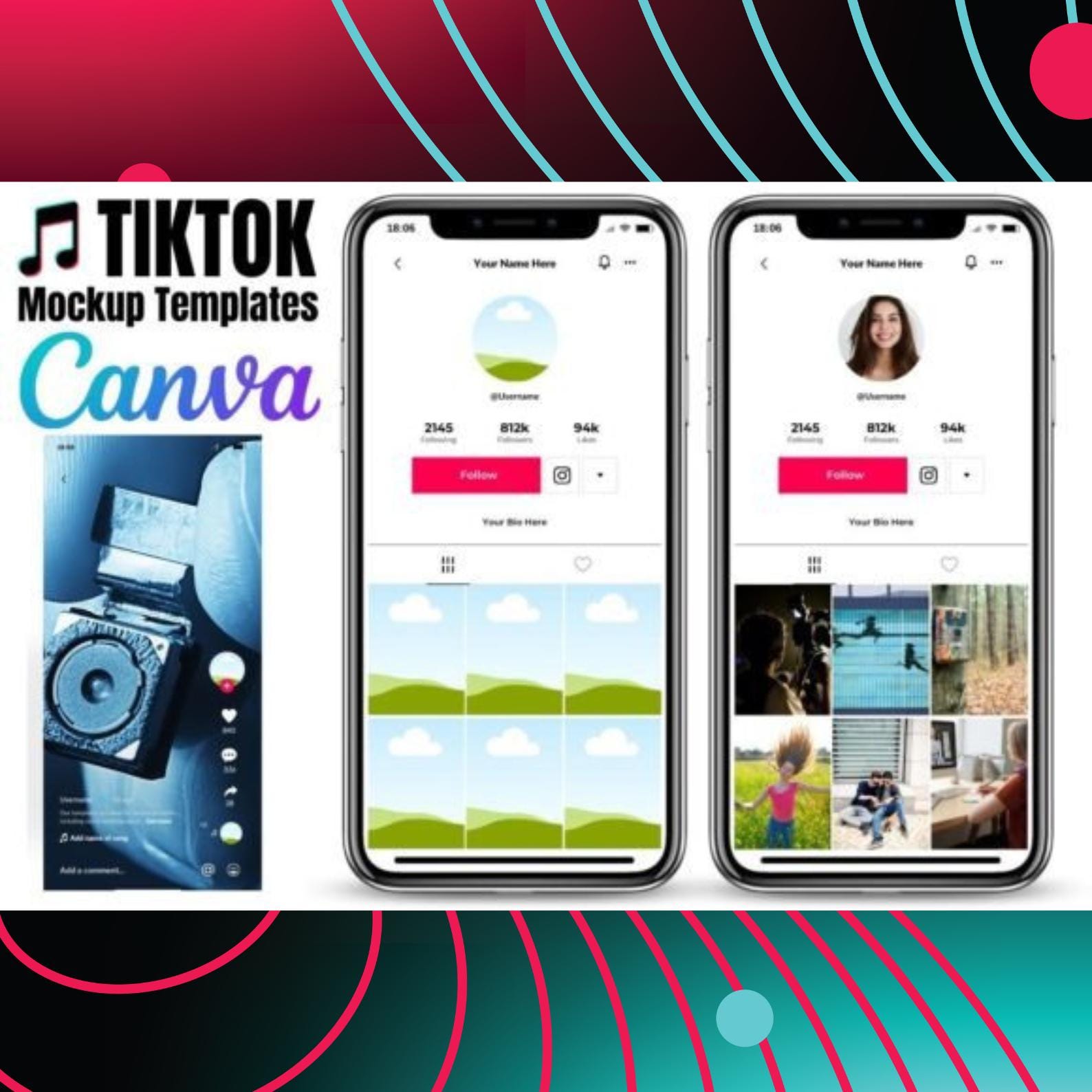 Editable Tiktok Template Mockups for Canva - Etsy