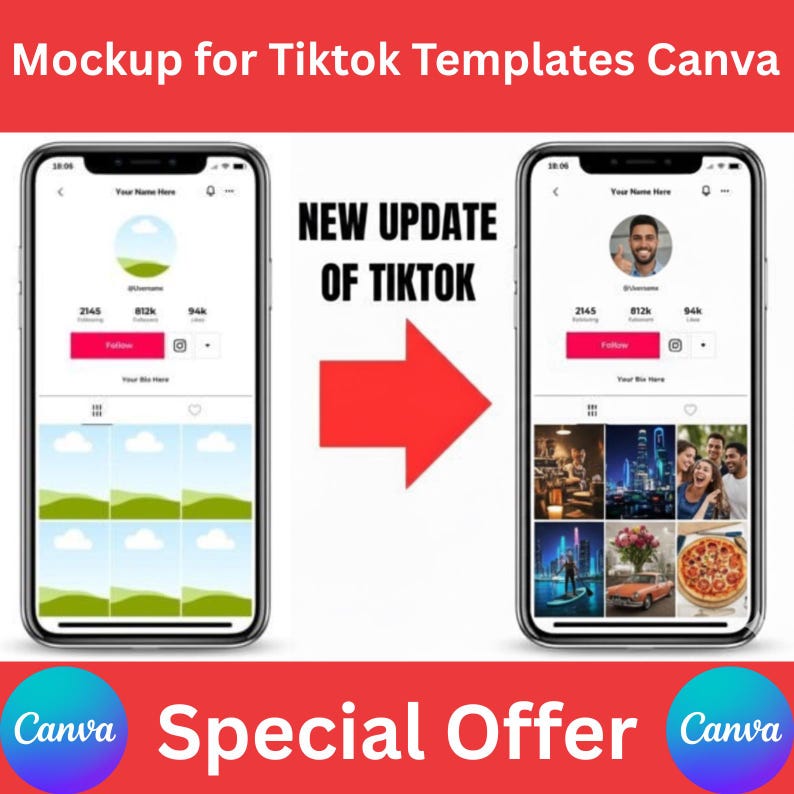 Editable Tiktok Template Mockups for Canva - Etsy