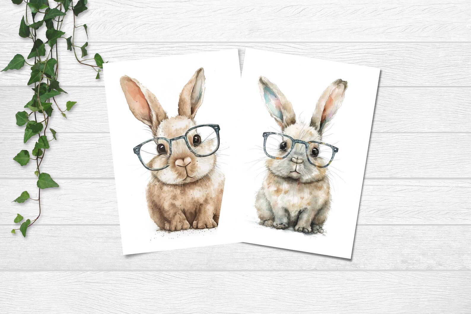 Cute Bunnies in Glasses Clip Art Funny Bunny Design Bundle - Etsy