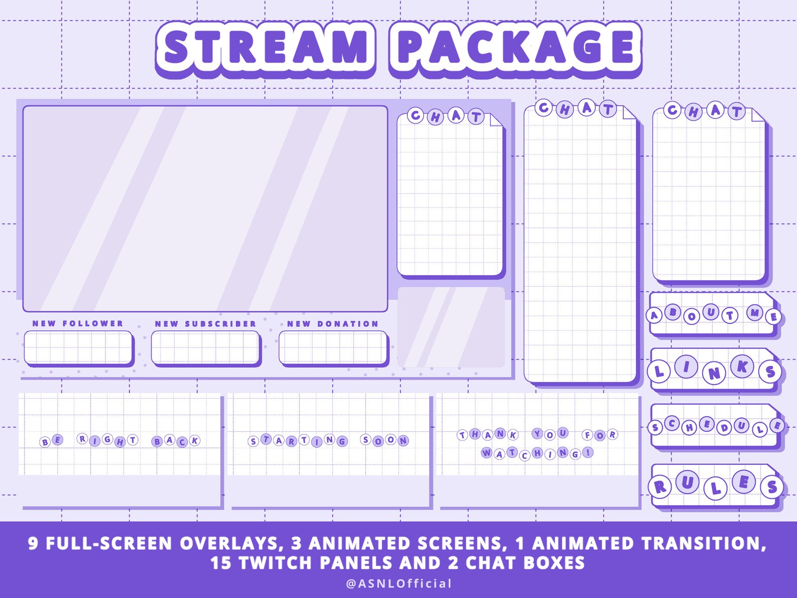 Animated Purple Aesthetic Vtuber Webcam Twitch Stream Pack, Overlays ...