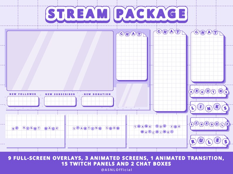 Animated Purple Aesthetic Vtuber Webcam Twitch Stream Pack, Overlays ...
