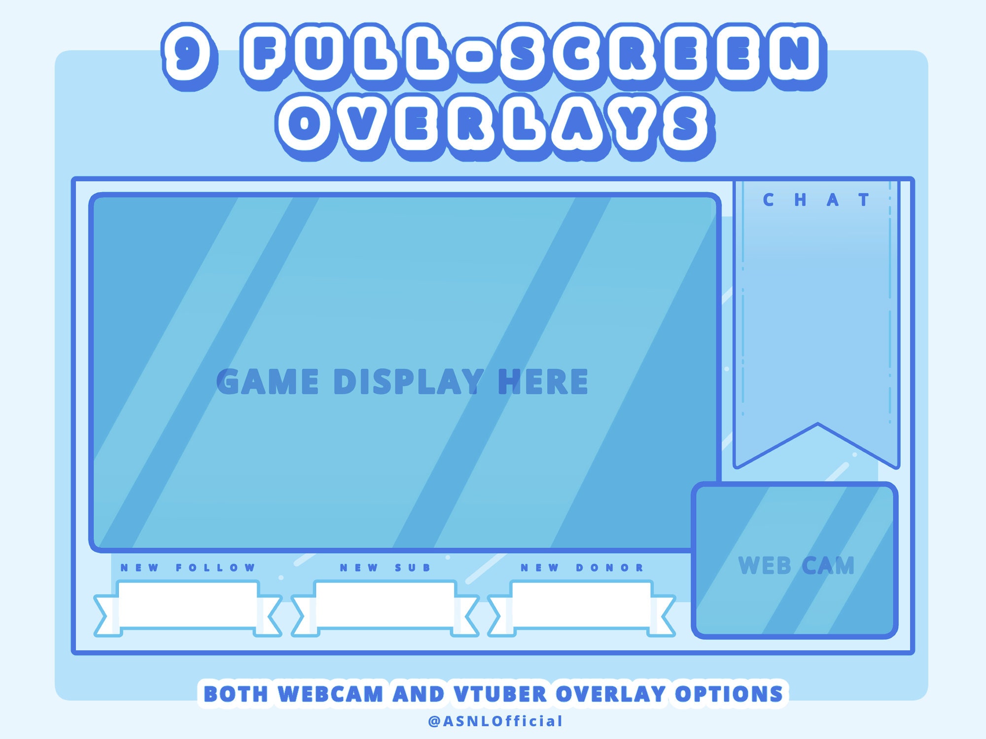 Animated Blue Aesthetic Vtuber Webcam Twitch Stream Pack - Etsy