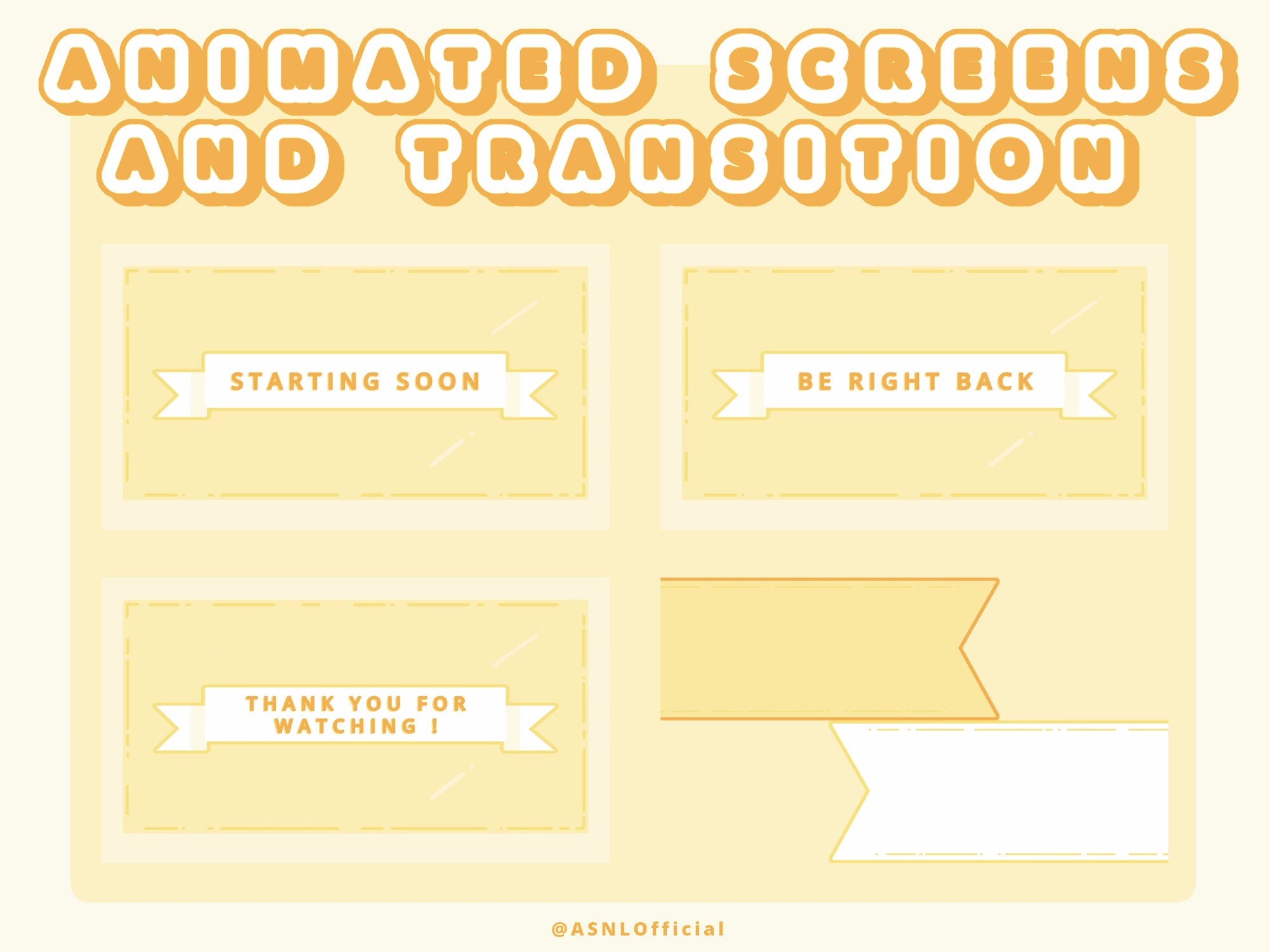 Animated Yellow Aesthetic Vtuber Webcam Twitch Stream Pack, Stinger ...