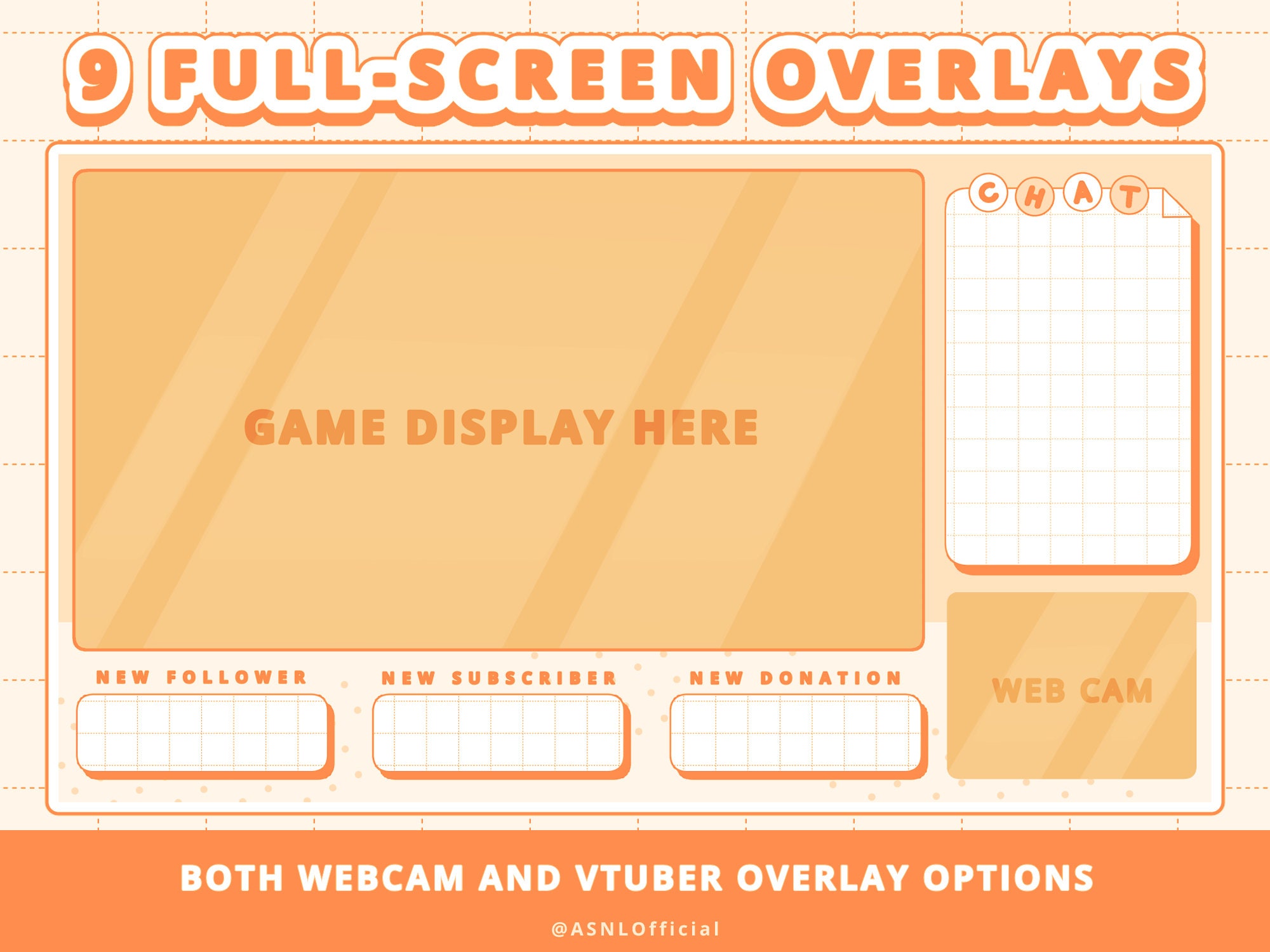 Orange Aesthetic Vtuber Webcam Twitch Stream Pack, Overlays, Chatbox - Etsy