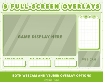 Animated Green Aesthetic Vtuber Webcam Twitch Stream Pack, Overlays ...