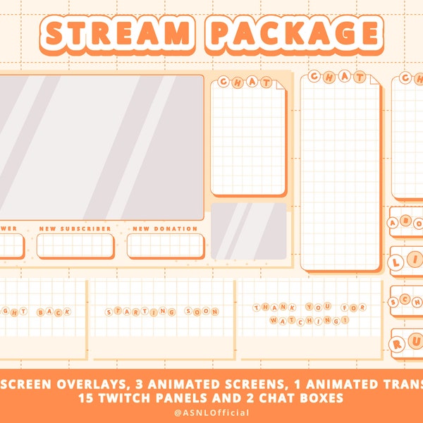 Twitch Orange Animated Stream Overlays - Etsy