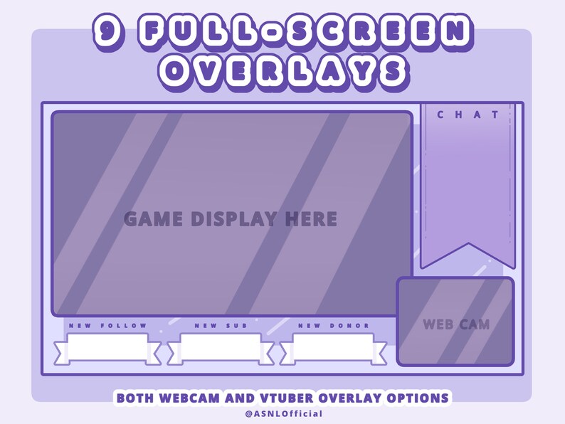 Purple Aesthetic Vtuber Webcam Twitch Stream Pack, Overlays, Chatbox - Etsy