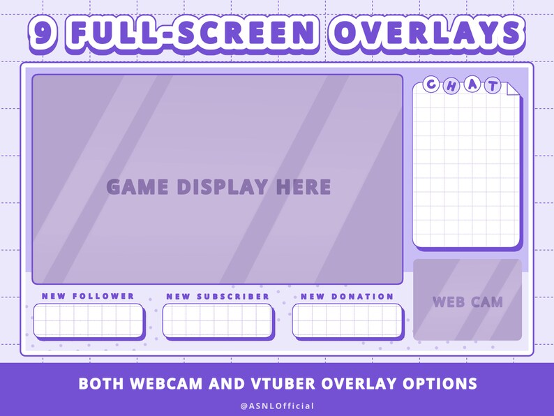 Animated Purple Aesthetic Vtuber Webcam Twitch Stream Pack, Overlays ...