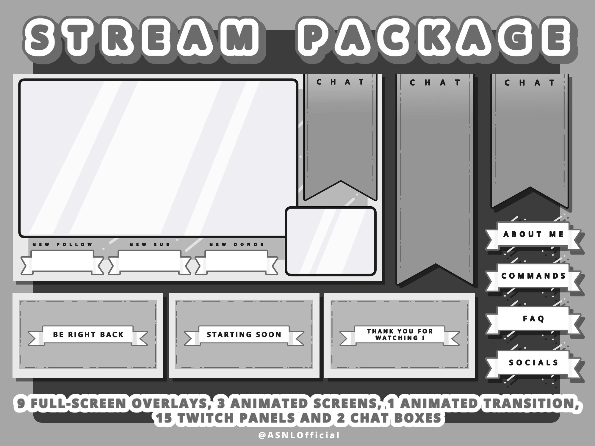Animated Gray Aesthetic Vtuber Webcam Twitch Stream Pack, Overlays ...