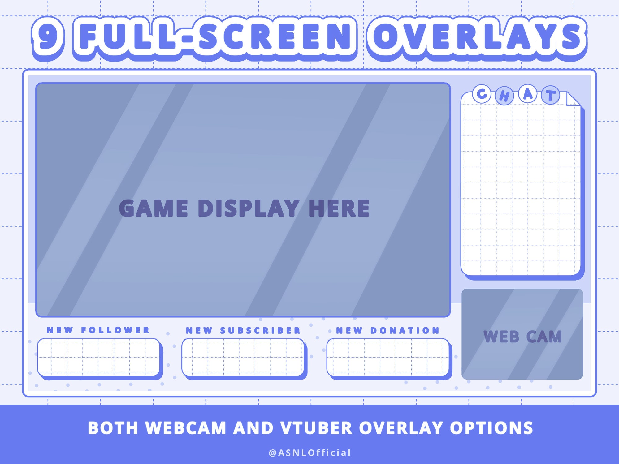 Blue Aesthetic Vtuber Webcam Twitch Stream Pack, Overlays, Chatbox - Etsy