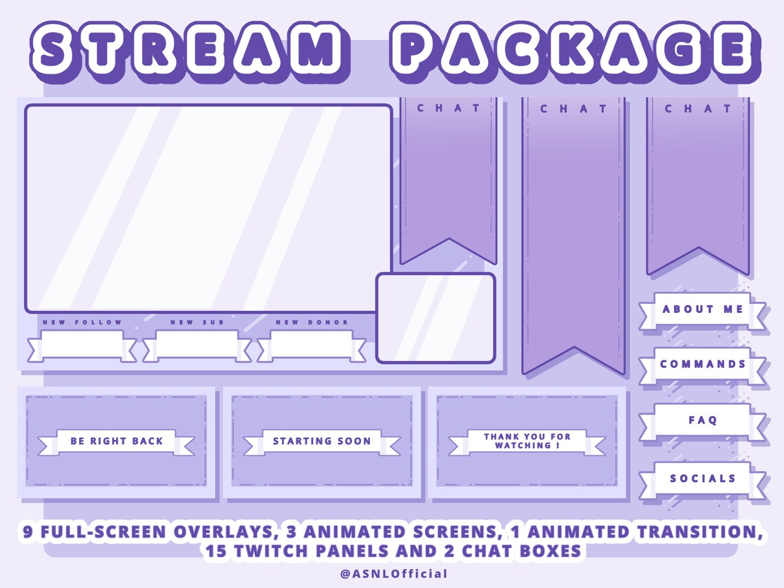 Animated Purple Aesthetic Vtuber Webcam Twitch Stream Pack - Etsy