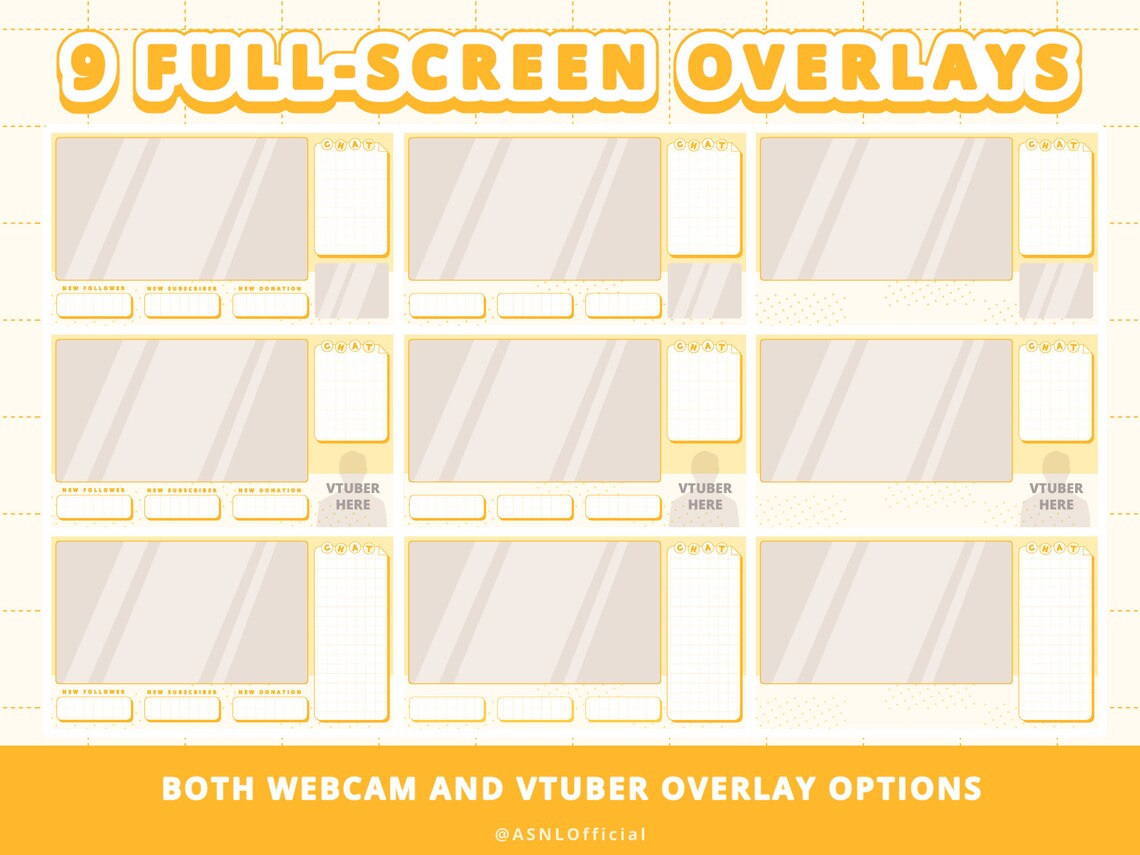 Yellow Aesthetic Vtuber Webcam Twitch Stream Pack, Overlays, Chatbox - Etsy