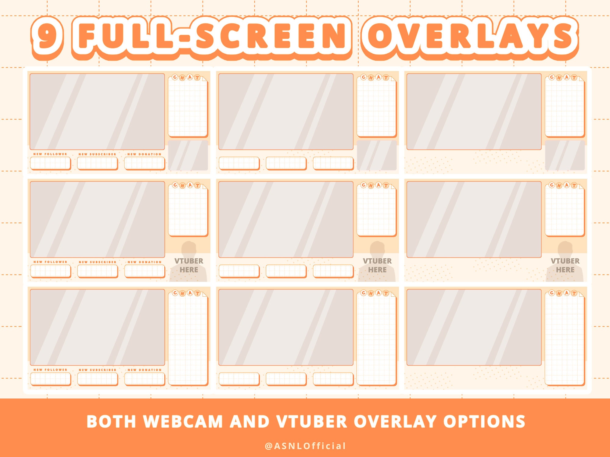 Animated Orange Aesthetic Vtuber Webcam Twitch Stream Pack, Overlays ...