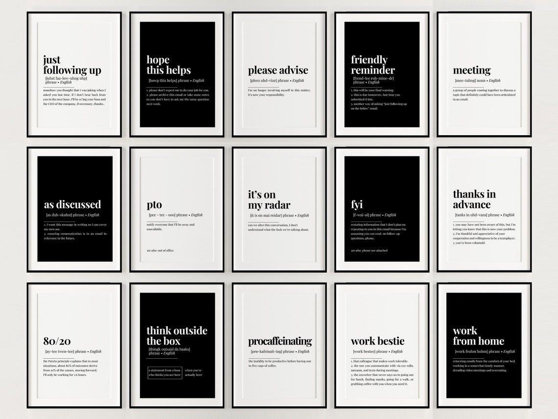 Funny Office Wall Art Set, 60 DIGITAL PRINTABLES, Gallery Wall, Funny ...