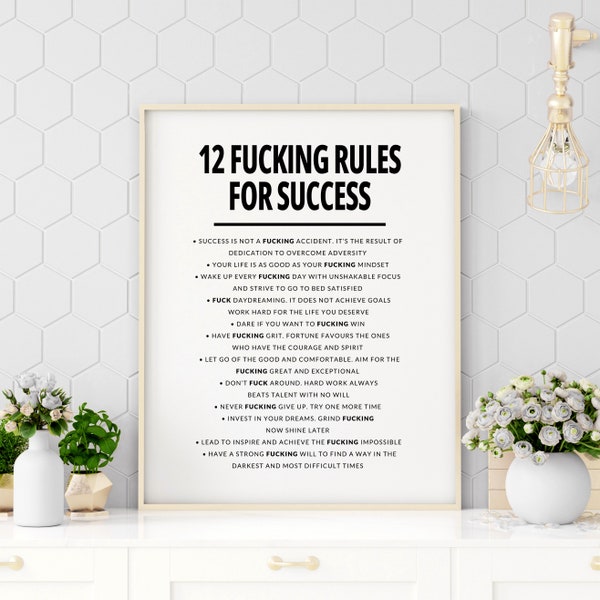 Rules for Success Wall Art - Etsy