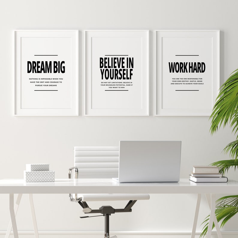 3 Piece Set Motivational Printable Quotes, Dream Big, Believe in ...