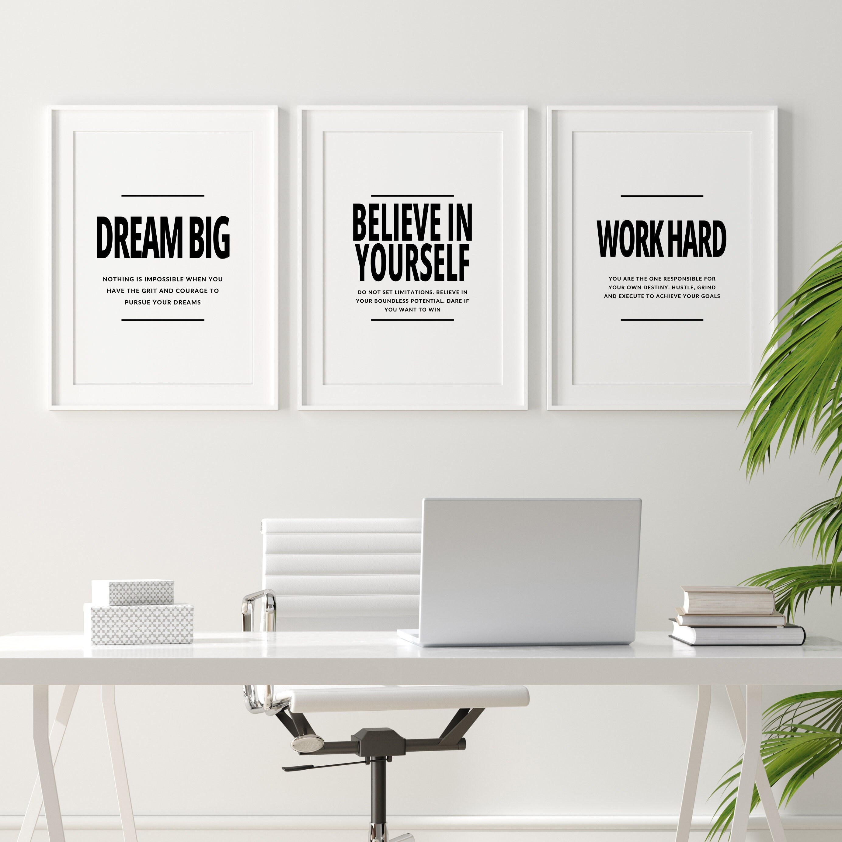 3 Piece Set Motivational Printable Quotes, Dream Big, Believe in ...