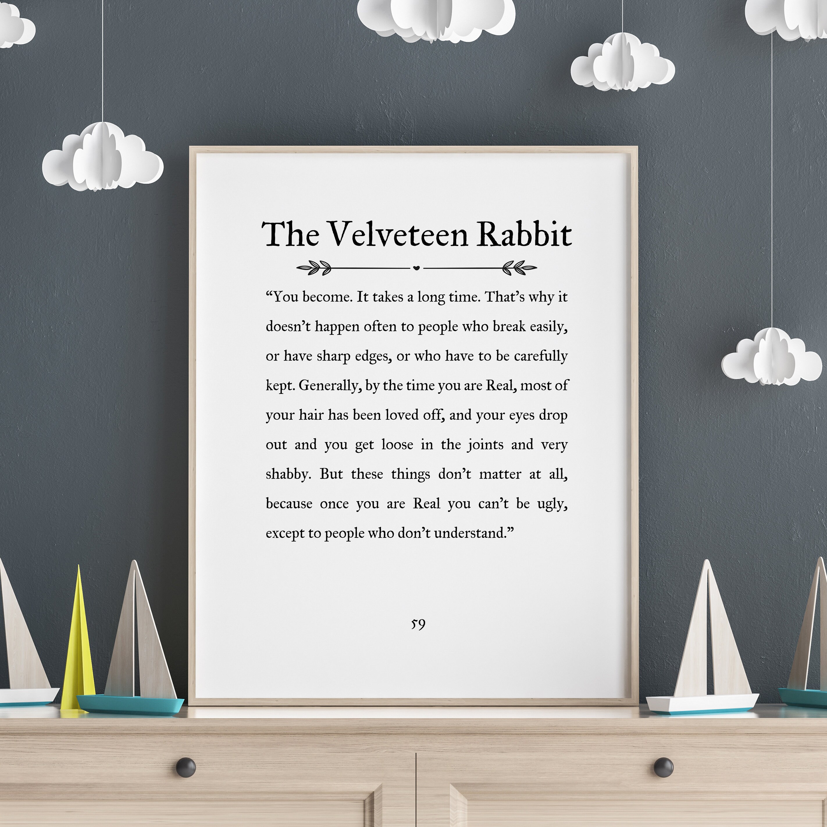 The Velveteen Rabbit Quote Printable Quote Kids Room Sign - Etsy