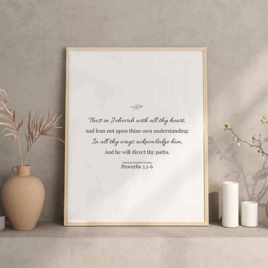 Proverbs 3:5-6, Digital Printable Art, Christian Poster, Christian Art ...
