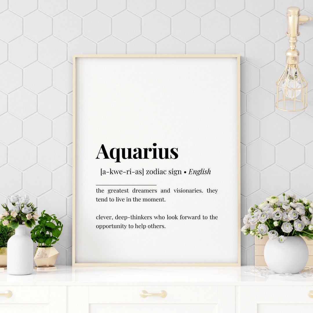 Zodiac Sign Aquarius Definition Poster, Printable Quote, Inspirational ...