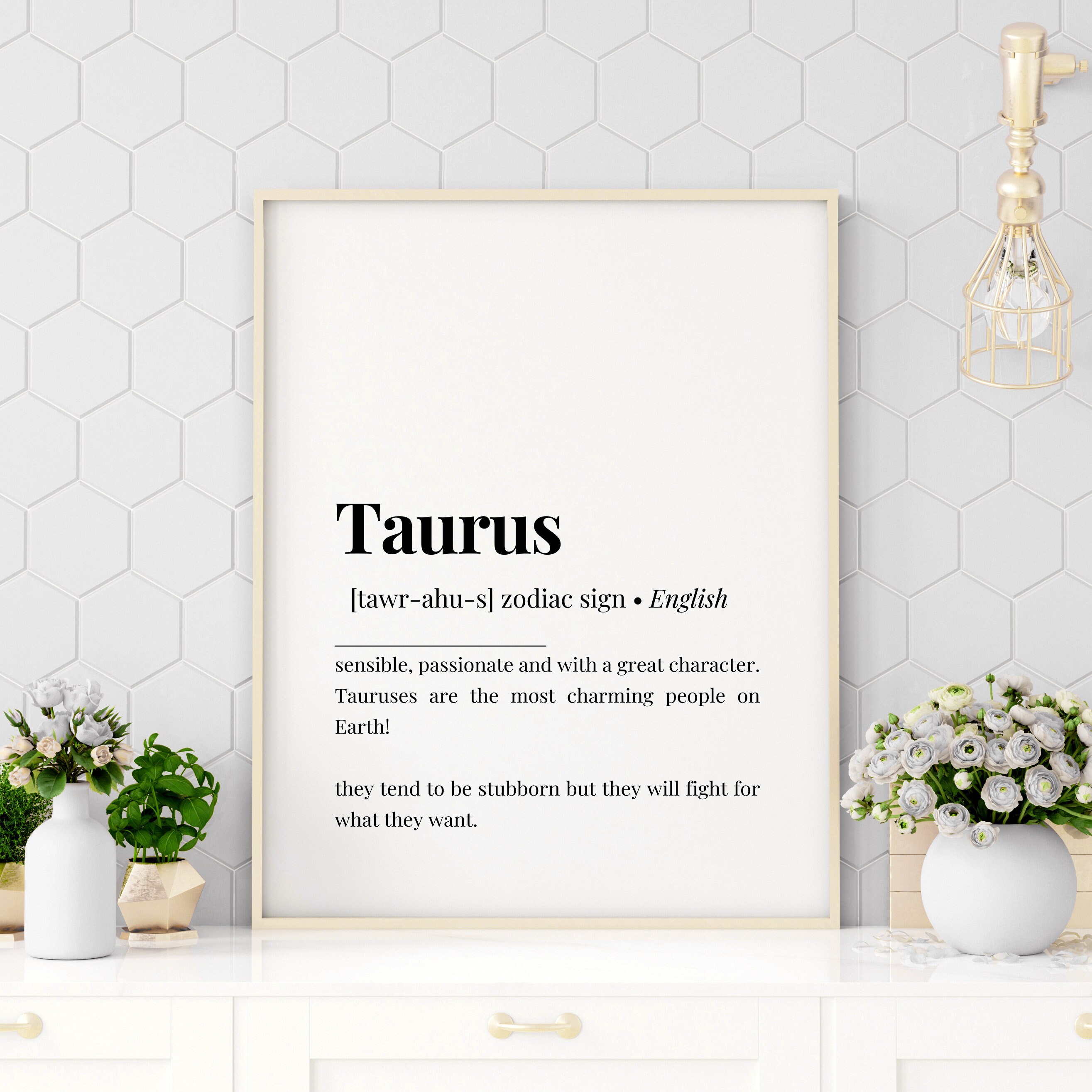 Zodiac Sign Taurus Definition Poster, Printable Quote, Inspirational ...