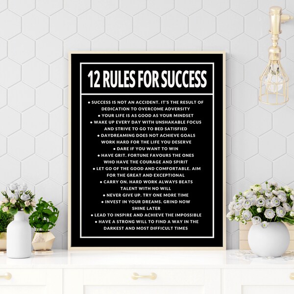 12 Rule for Success - Etsy