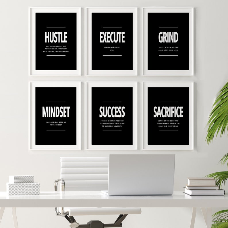 6 Piece Set Motivational Printable Quotes, Hustle, Success, Bundle Set ...