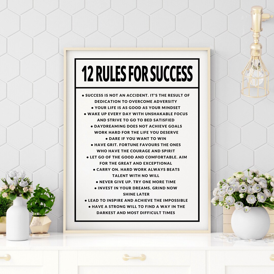 12 Rules for Success, Motivational Printable Quotes, Hustle ...