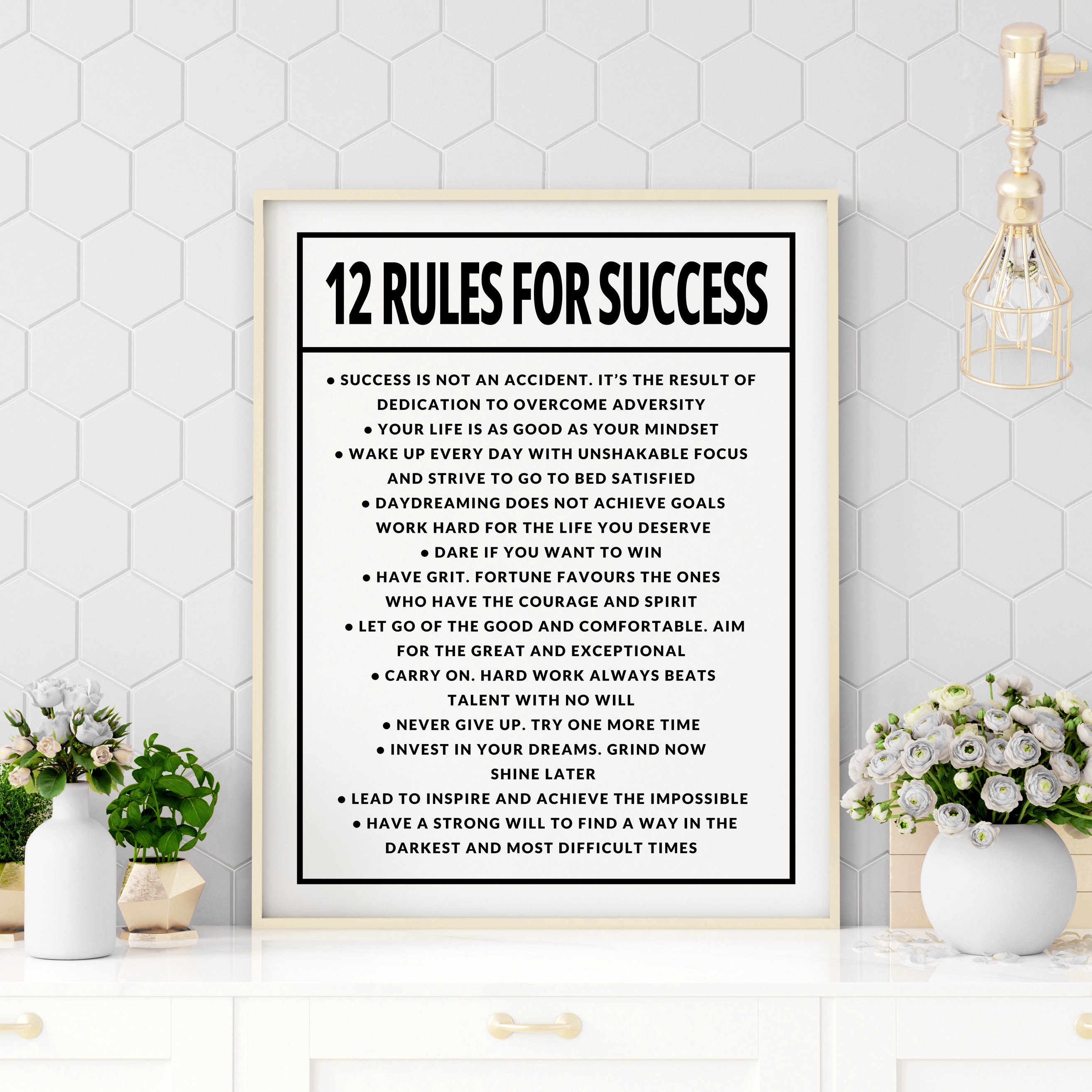 12 Rules for Success, Motivational Printable Quotes, Hustle ...