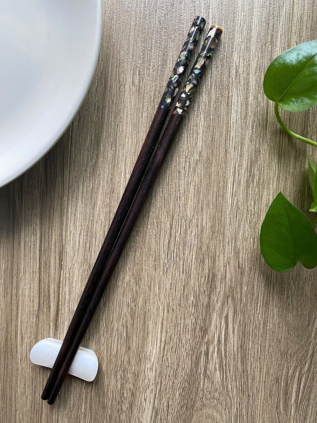 Rosewood Chopsticks With Abalone & Snail Shell Inlay - Handmade - Etsy