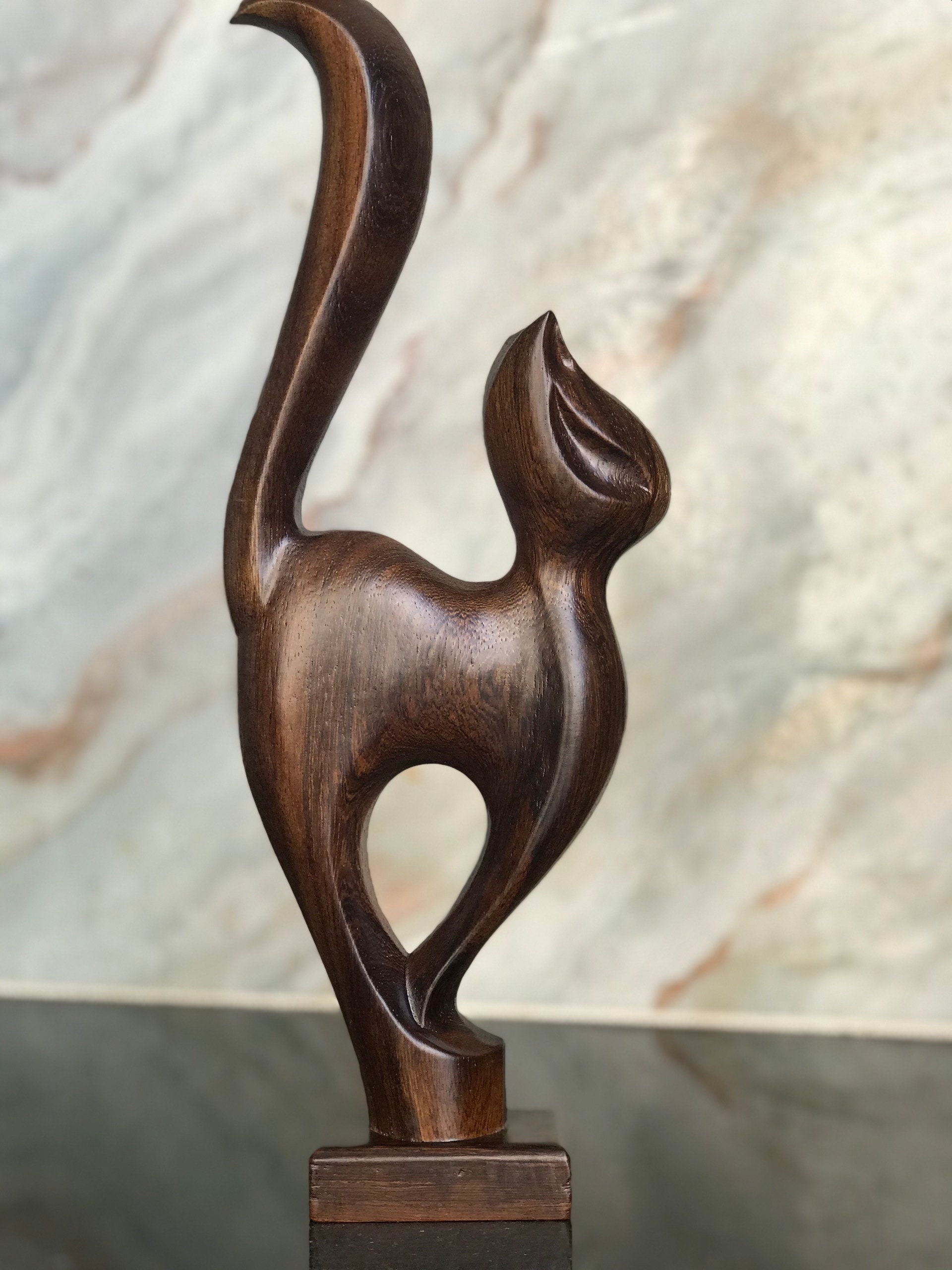 Cat Art Wood Decor Hand Carved Cat Wooden Cat Decor Wooden - Etsy