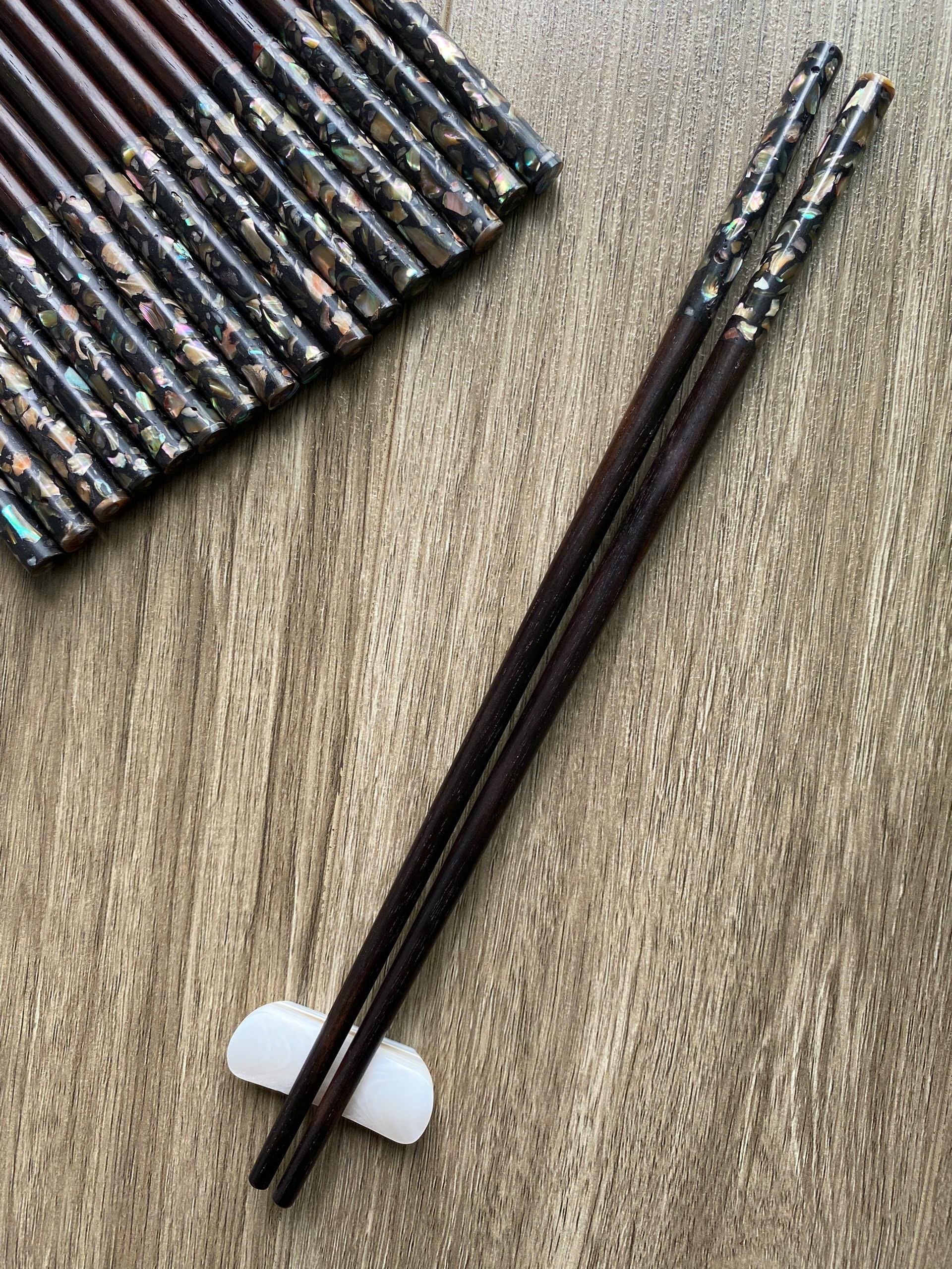 Rosewood Chopsticks With Abalone & Snail Shell Inlay - Handmade - Etsy