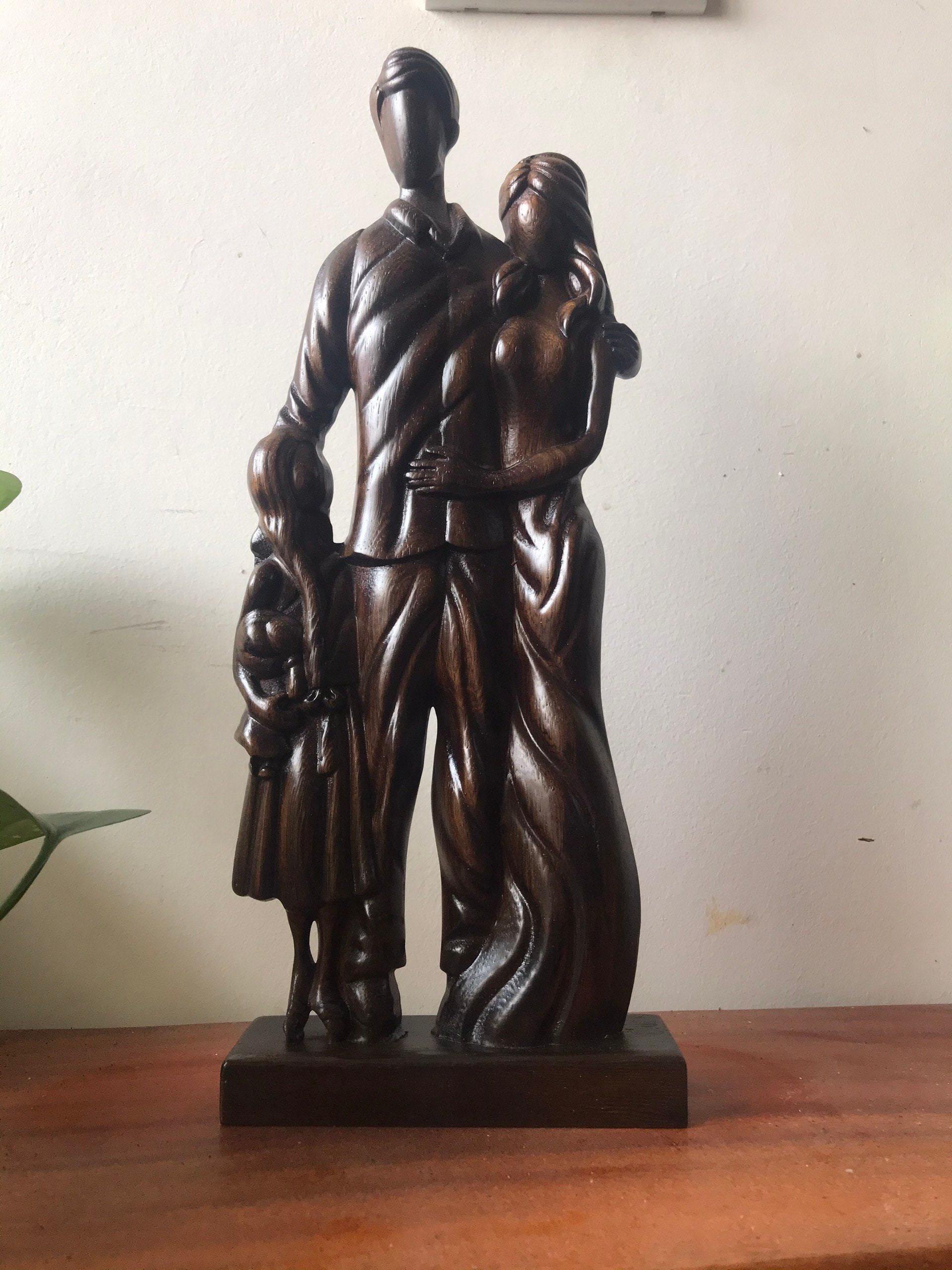 Personalized Family Sculpture Gift - Wooden Family Statue for a Big ...