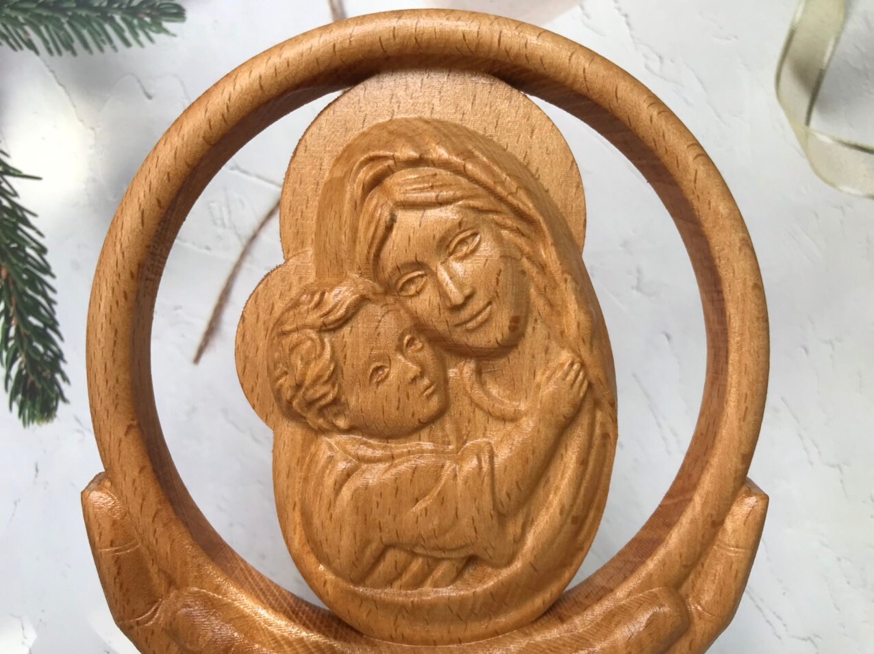 Statue of Mary Holding Jesus, Hand Carved Statue, Catholic Symbol ...