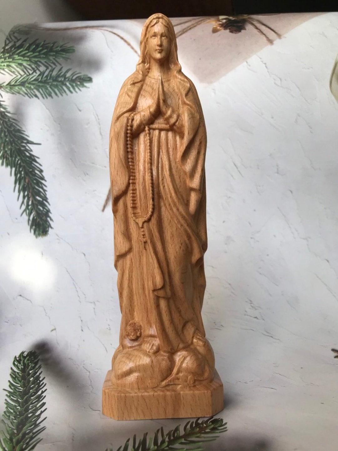 Hand-carved Wooden Virgin Mary Statue: Catholic Gift - Etsy